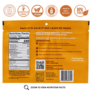 Poe & Co. Folk Foods - Gourmet Plant-Based Camping Meals