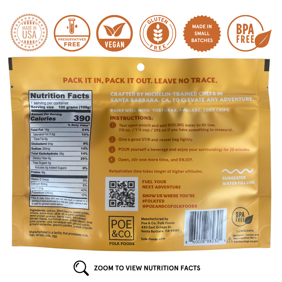 Poe & Co. Folk Foods - Gourmet Plant-Based Camping Meals